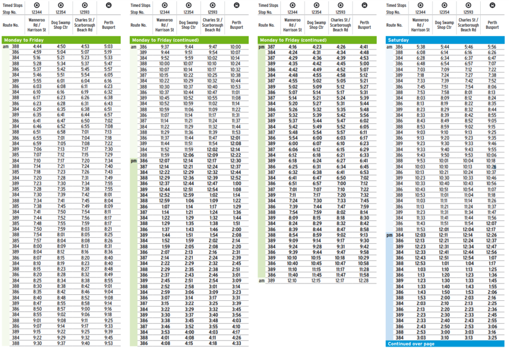 Transperth Bus Route 384 From Perth - Nollamara Timetables, Route Maps ...