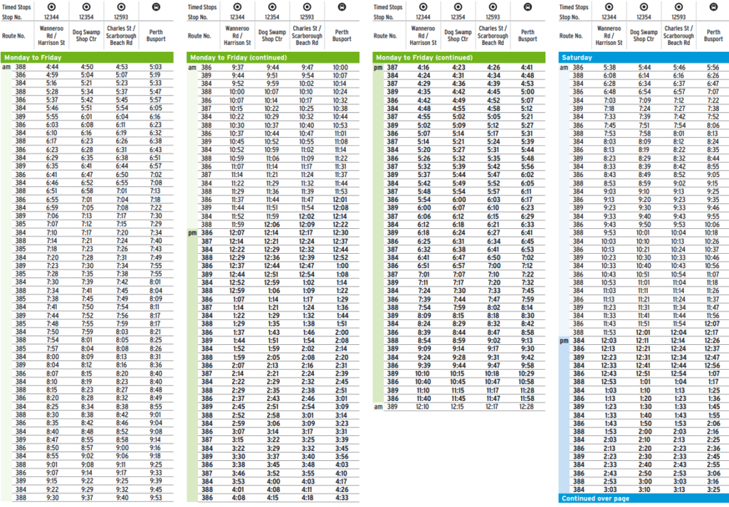 Transperth Bus Route 386 From Perth - Nollamara Timetables, Route Maps ...