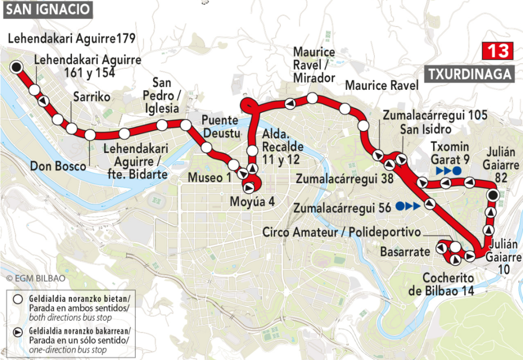 Bilbo bus Line no: 13 From San Ignazio-Txurdinaga in Spain Timetables, Route Maps, Schedules ...