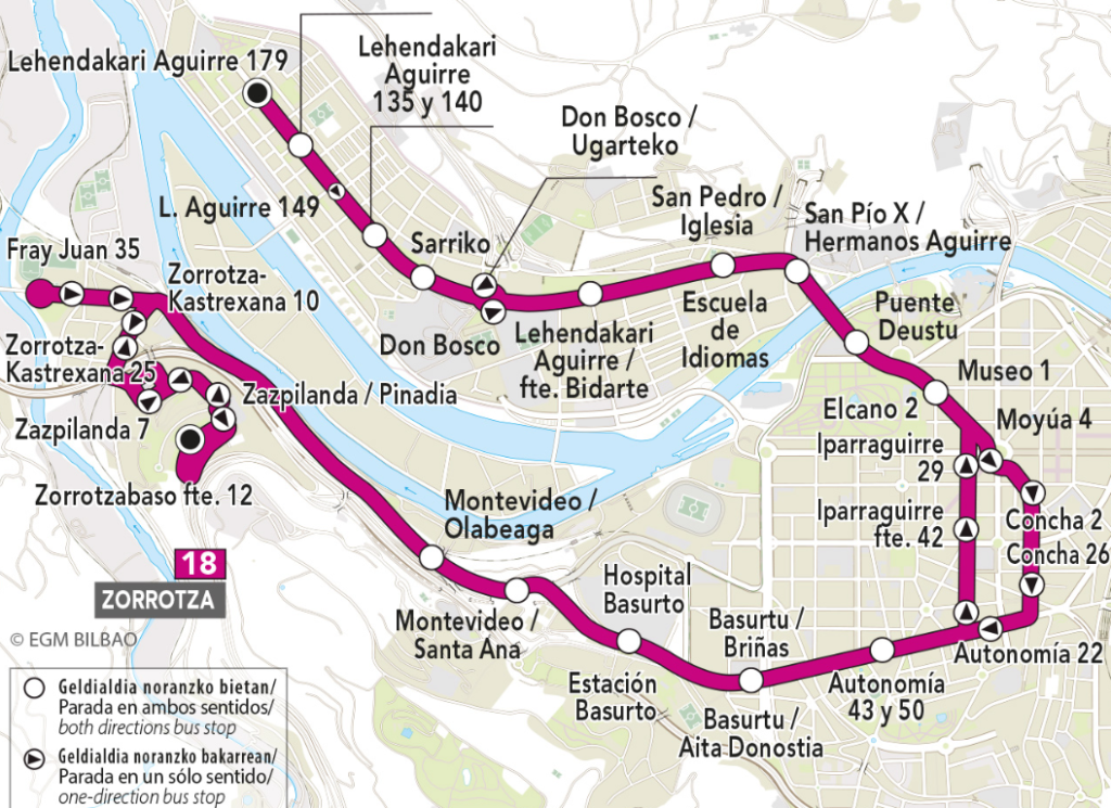 Bilbo bus Line no: 18 From San Ignazio-Zorrotza in Spain Timetables ...