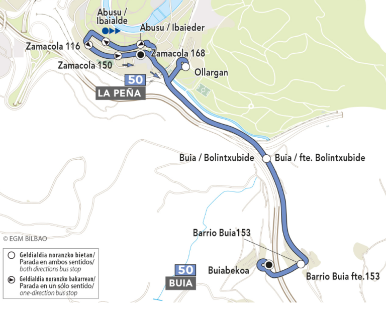 Bilbo bus Line no: 50 From Buia and La Pena in Spain Timetables, Route ...