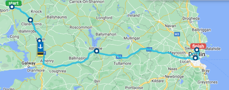 Ireland Citylink Bus Route No: 721 From Castlebar to Dublin City ...