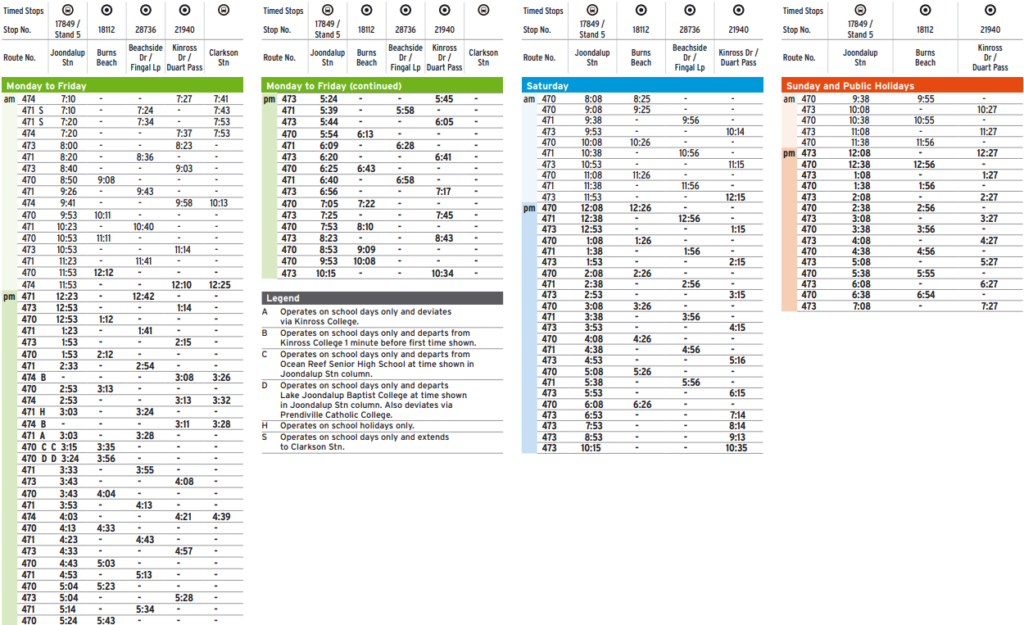 Transperth Bus Route 471 From Joondalup to Burns Beach Timetables ...