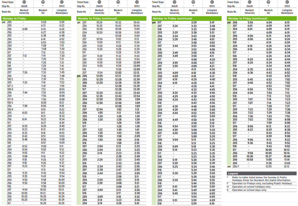 Transperth Bus Route 206 From Canning Vale to Murdoch University ...