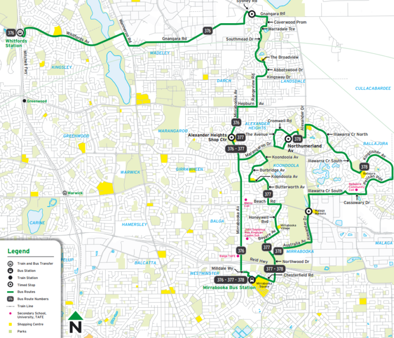 Transperth Bus Route 377: Mirrabooka Bus Stn to Alexander Heights ...