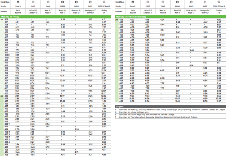 Transperth Bus Route 403: Perth to Stirling Stn Timetables, Route Maps ...
