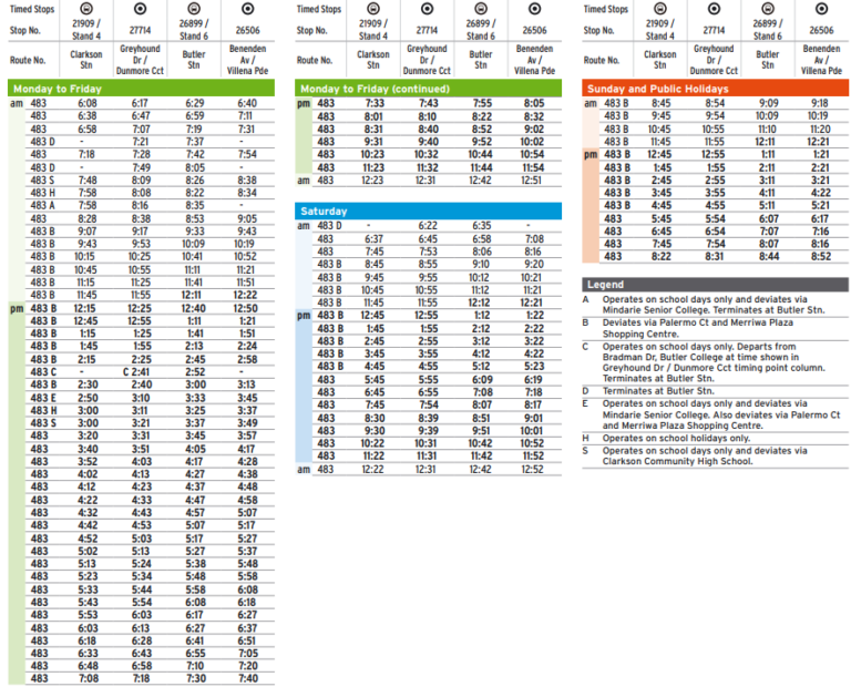 Transperth Bus Route 483: Clarkson Stn to Alkimos Timetables, Route ...
