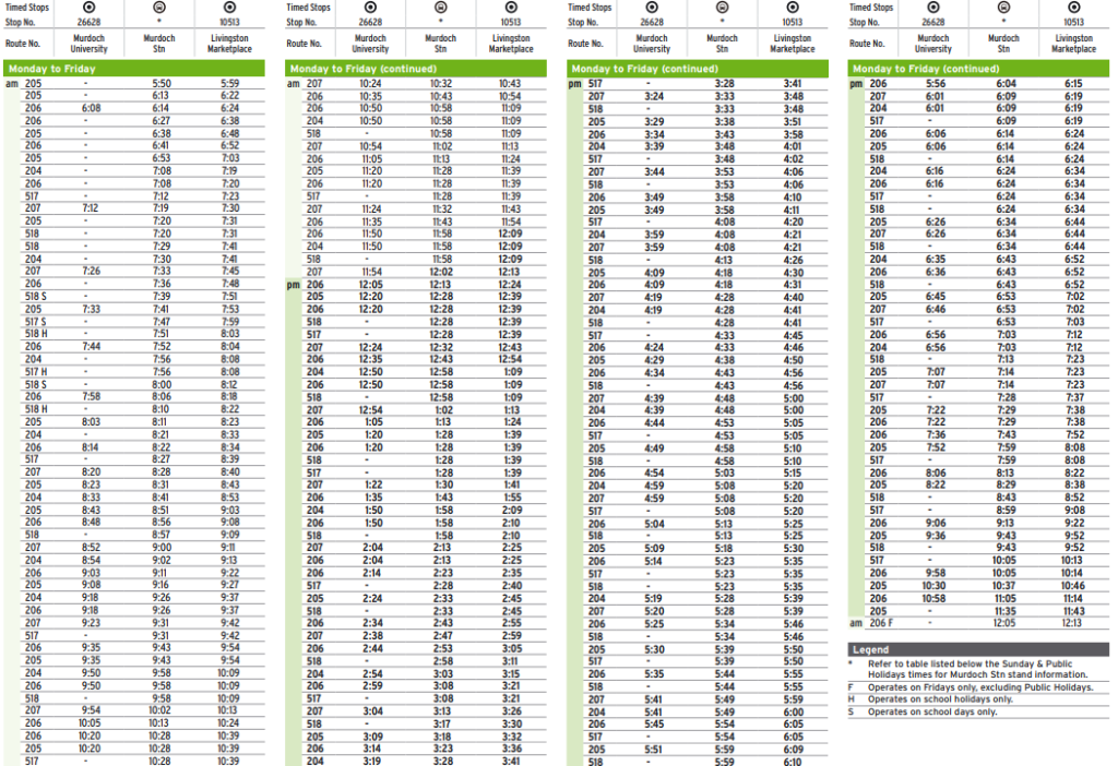 Transperth Bus Route 204: Canning Vale to Murdoch University Timetables ...