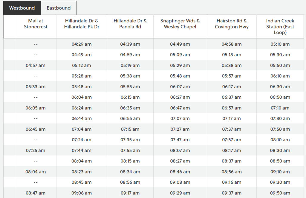 Marta bus Route no: 111 Snapfinger Woods (Vice - Versa) in Atlanta ...
