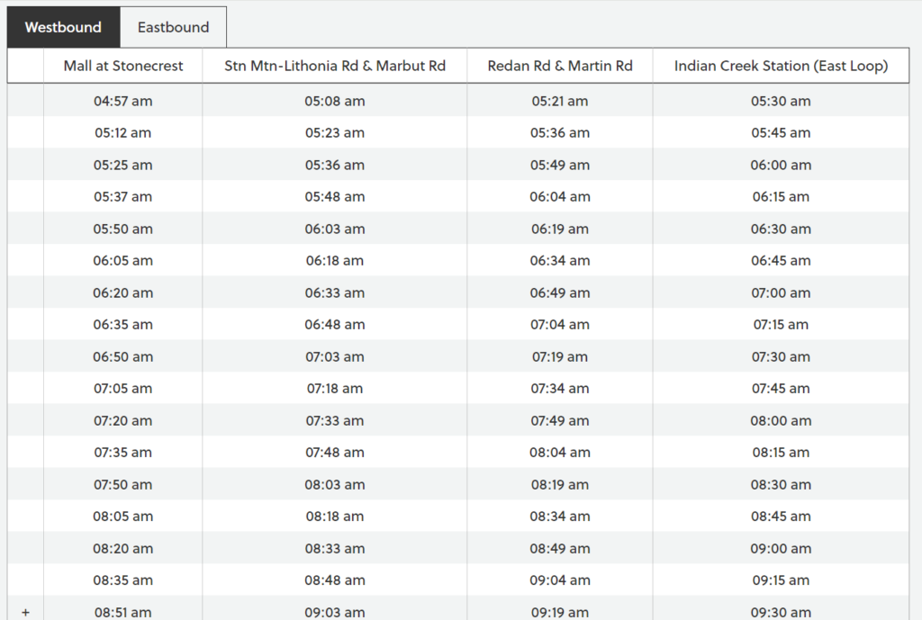 Marta bus Route no: 116 Redan Road (Vice - Versa) in Atlanta Timetables ...