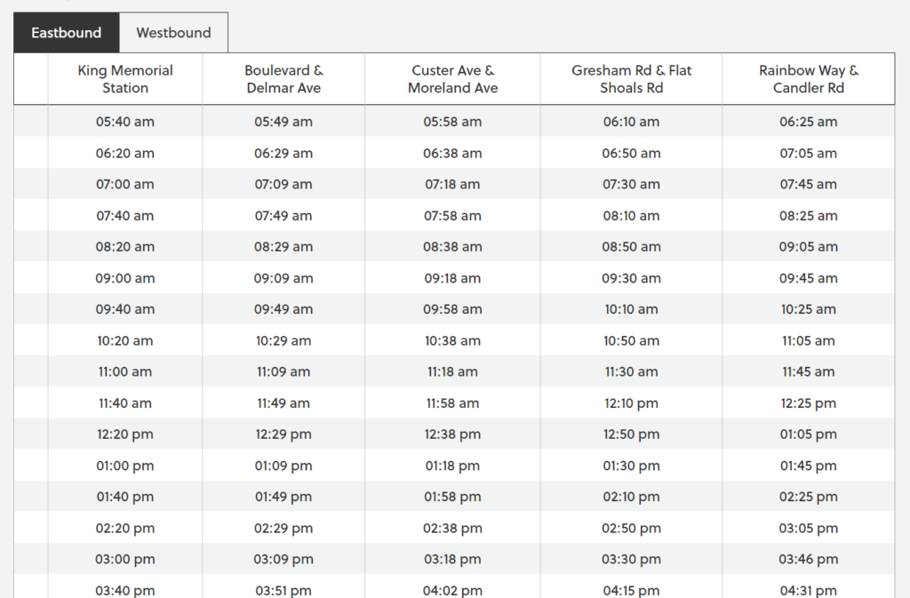 Marta bus Route no: 9 Boulevard to Tilson Road in Atlanta Timetables ...