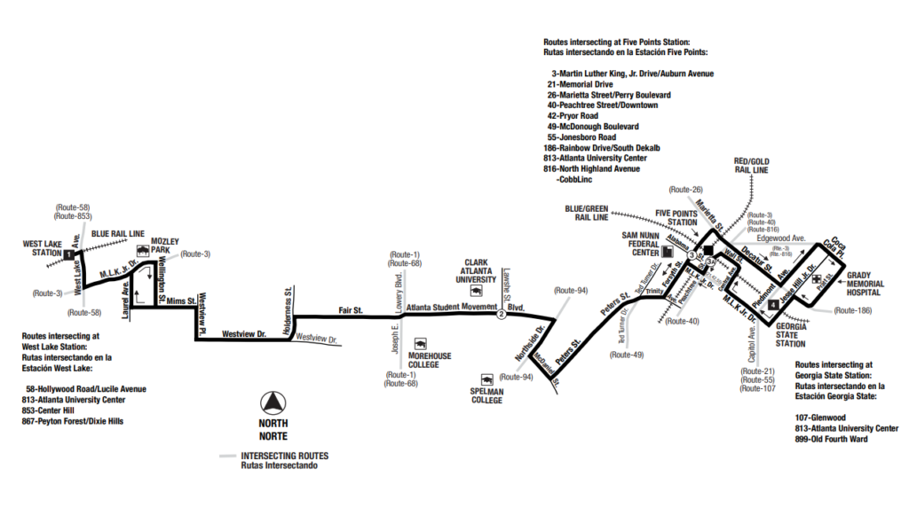 Marta bus Route no: 813 Atlanta University Center (Vice - Versa) in ...