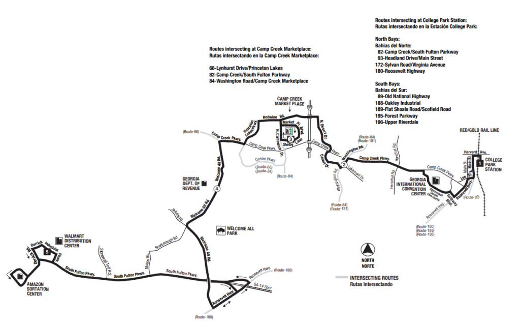 Marta bus Route no: 82 Camp Creek to South Fulton Parkway (Vice - Versa ...