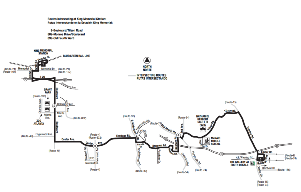 Marta bus Route no: 9 Boulevard to Tilson Road in Atlanta Timetables ...