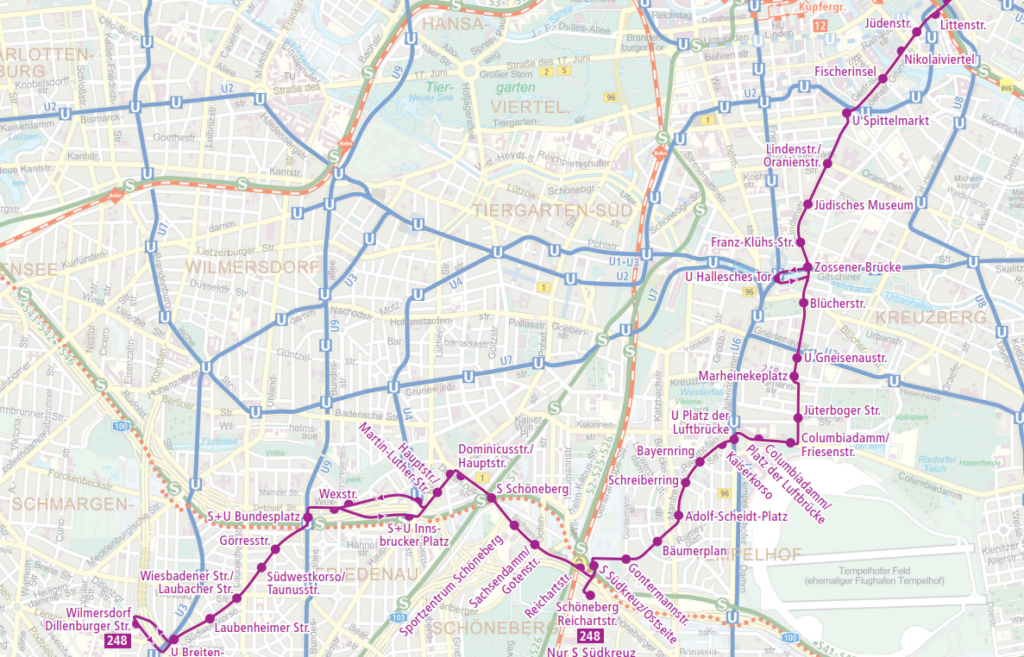 BVG Express bus 248 Breitenbachplatz-Alexanderplatz (Vice-Versa) in ...
